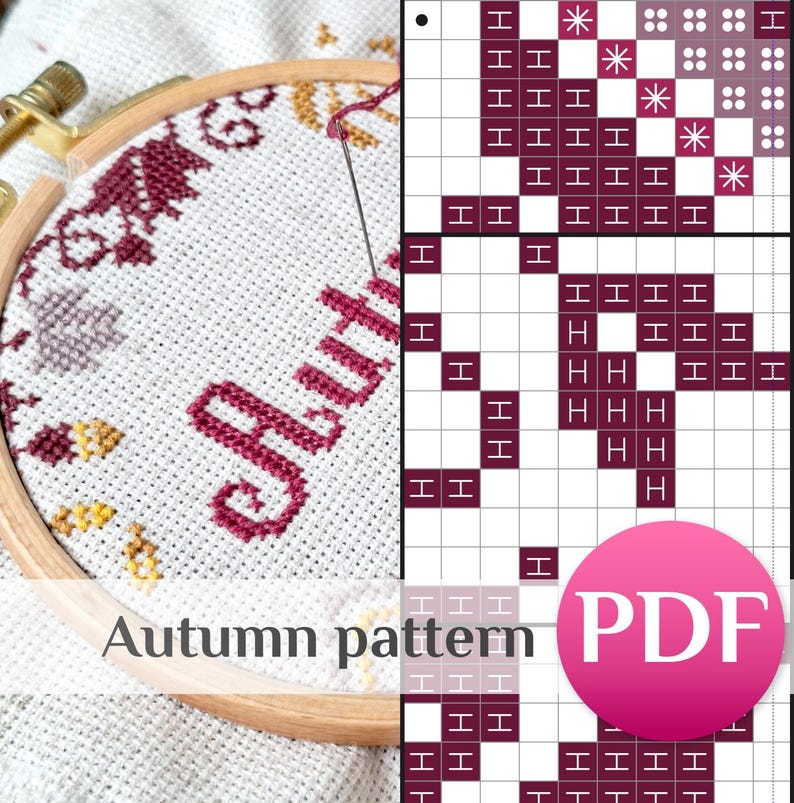 Autumn Quaker Sampler Cross Stitch Pattern PDF: Counted Primitive Fall ...