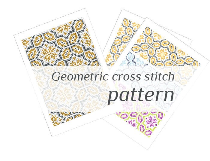 Geometric Cross Stitch Pattern for Pillow Simple Cross Stitch | Etsy