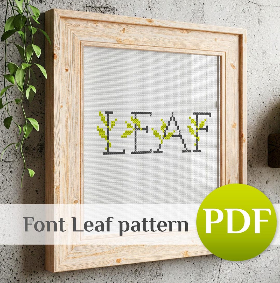 Leaf Font Cross Stitch Pattern PDF: ABC Initial Letter Xstitch Text - Etsy