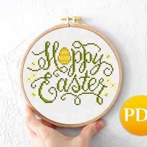 Happy Easter Cross Stitch Easter Card Cross Stitch Pattern PDF Easter ...