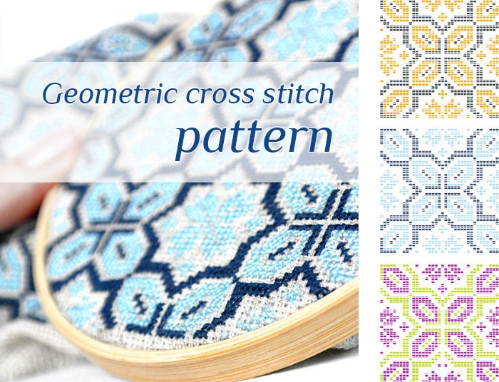 Geometric Cross Stitch Pattern for Pillow Simple Cross Stitch | Etsy