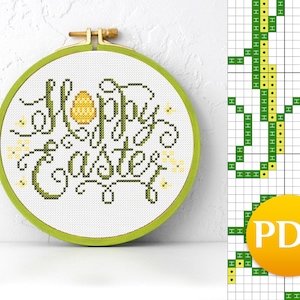 Happy Easter Cross Stitch Easter Card Cross Stitch Pattern PDF Easter ...