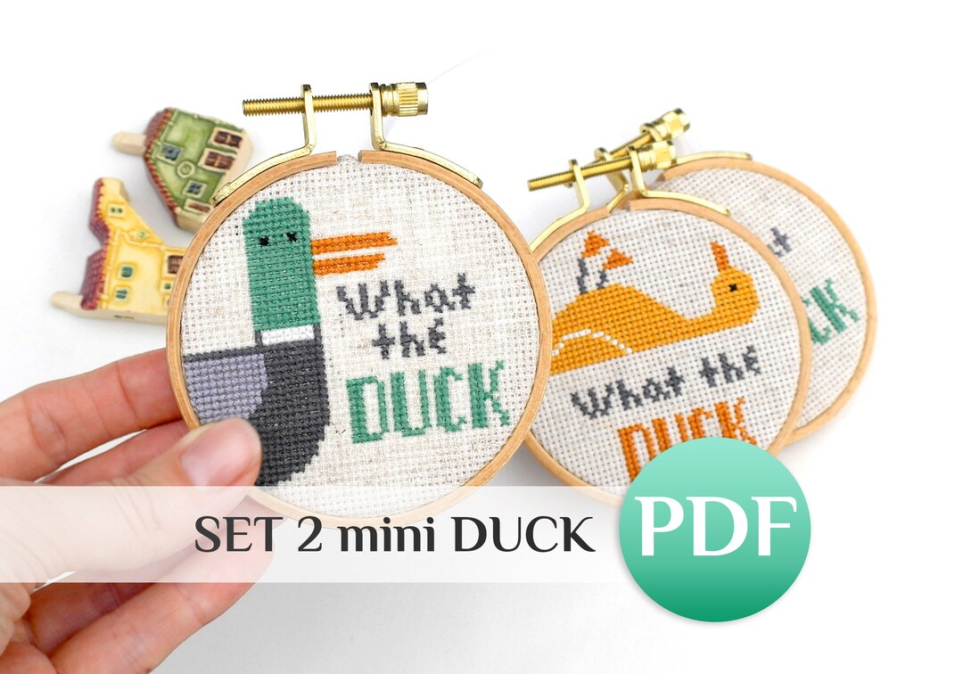 2 Mini Duck Cross Stitch Pattern PDF Snarky Cross Stitch Funny Cross ...