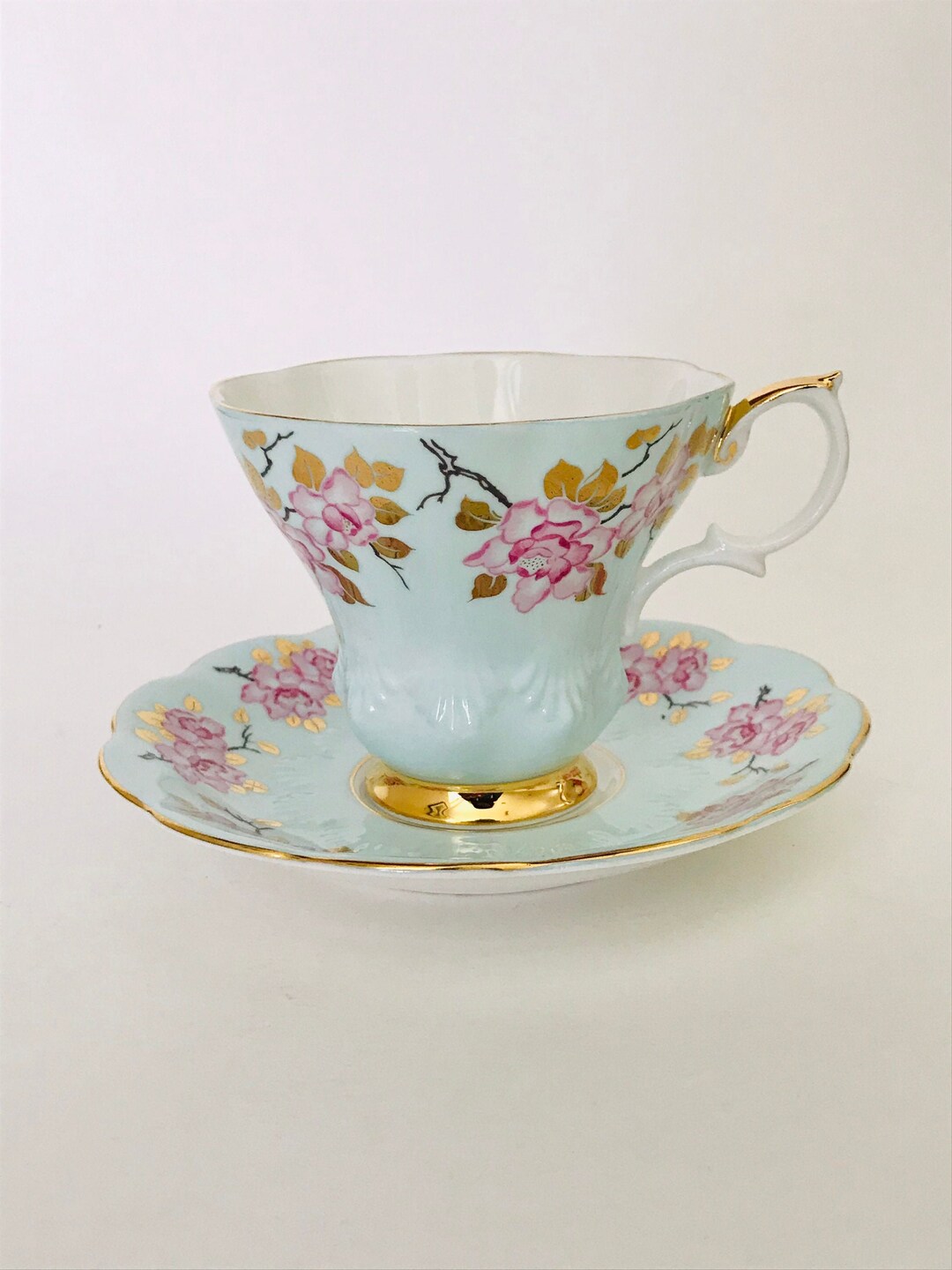 Royal Albert Pale Turquoise Tea Cup and Saucer, Pale Blue Teacup, Lyric ...