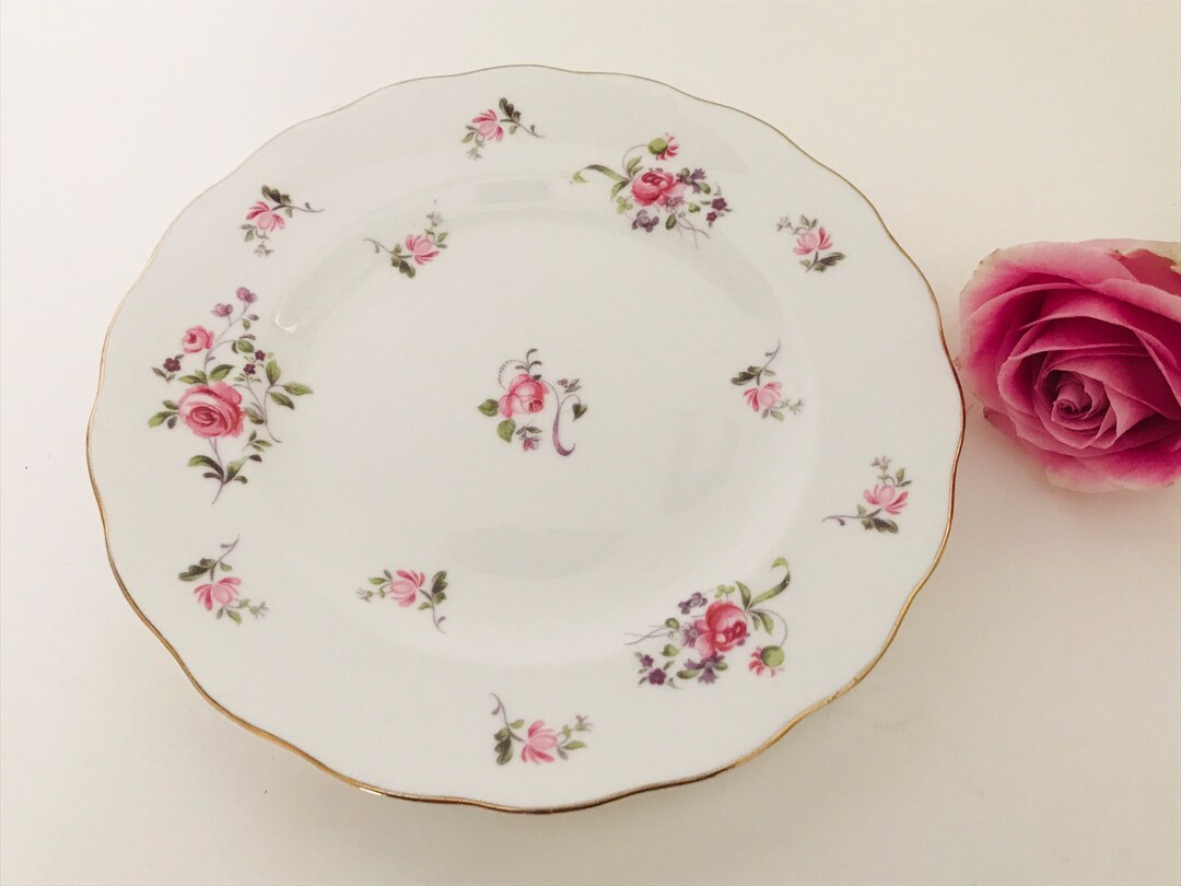 Melba Bone China Salad Plate, England, Melba Pink Rose Salad Plate ...