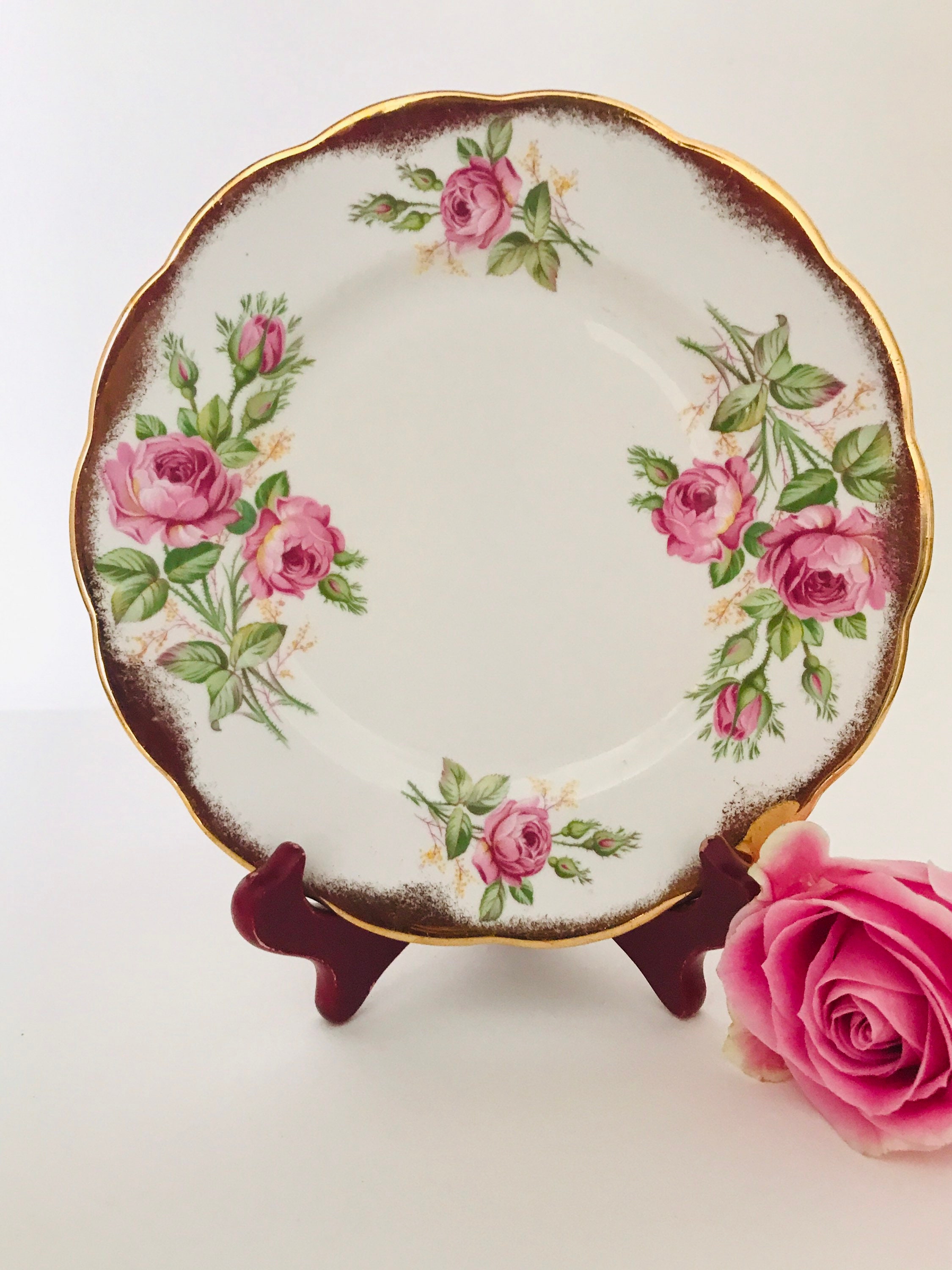 Royal Albert Pink Roses and Rose Buds Salad Plate England - Etsy