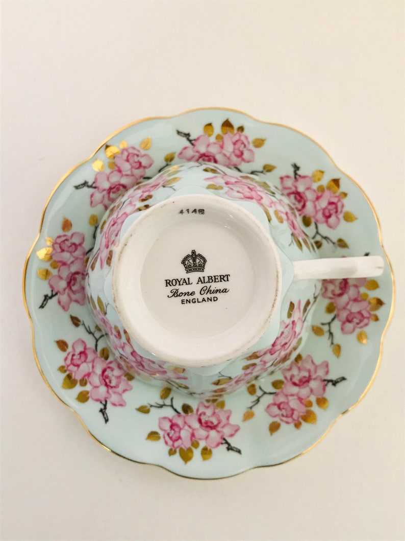Royal Albert Pale Turquoise Tea Cup and Saucer, Pale Blue Teacup, Lyric ...