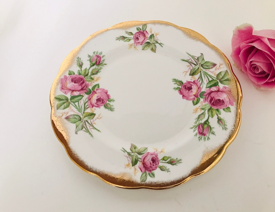 Royal Albert Pink Roses and Rose Buds Salad Plate England Large Pink ...