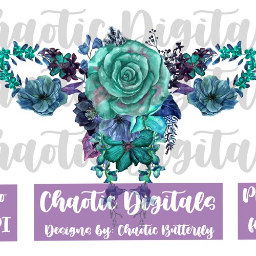 Teal Floral Uterus PCOS Awareness Sublimation Design PNG - Etsy