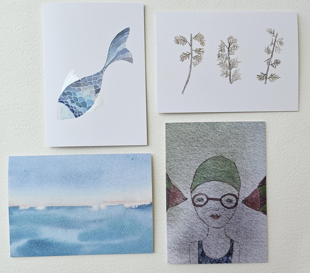 Set of 4 Greeting Cards Ocean Theme, Blank - Etsy