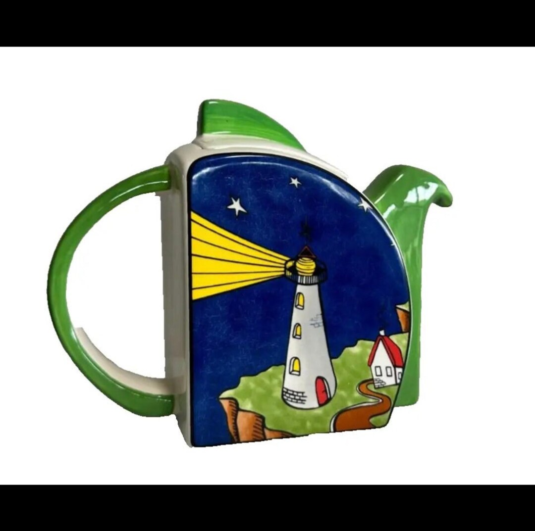 Art Deco Clarice Cliff Style Starry Night Lighthouse Tea Pot - Etsy ...