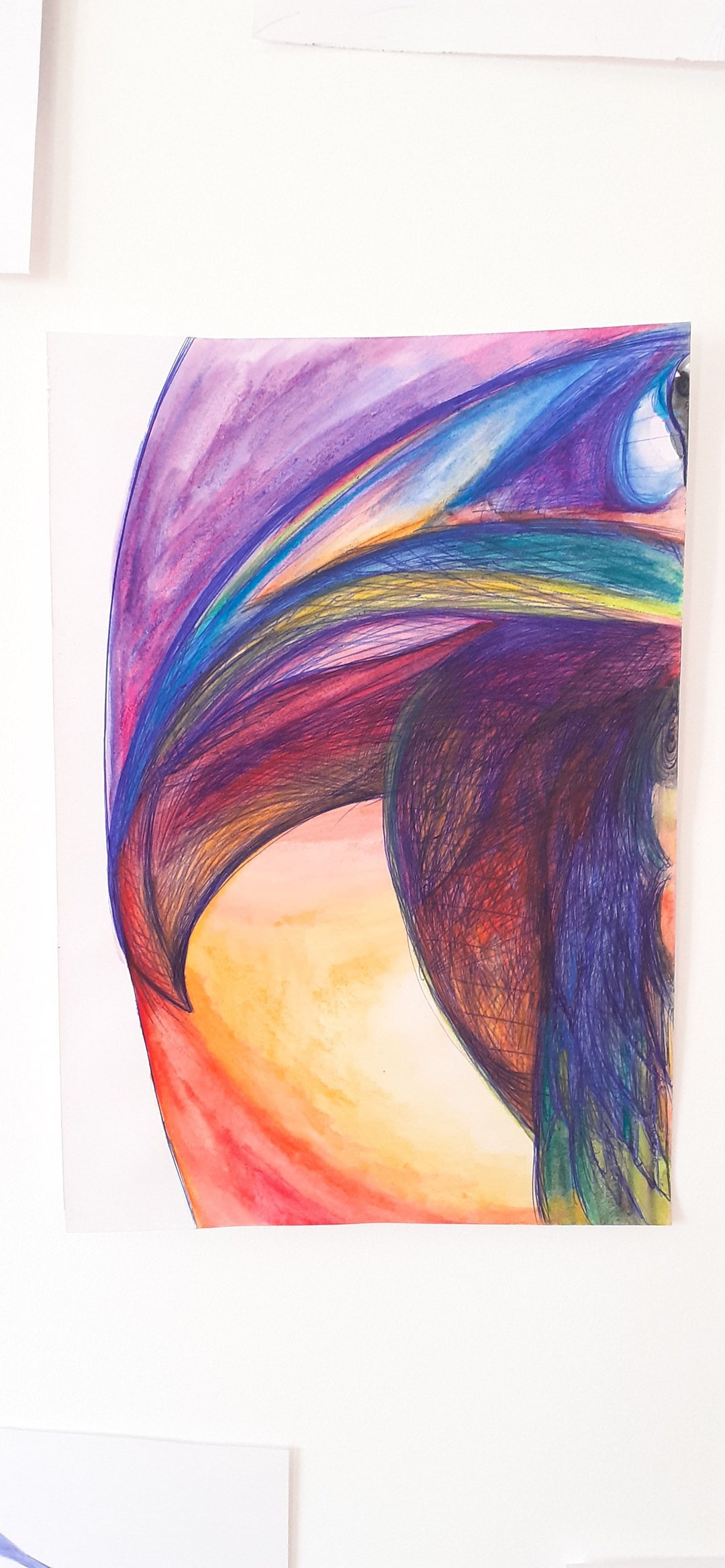 Bird Drawing With Bic Pencil and Watercolor Pastels - Etsy