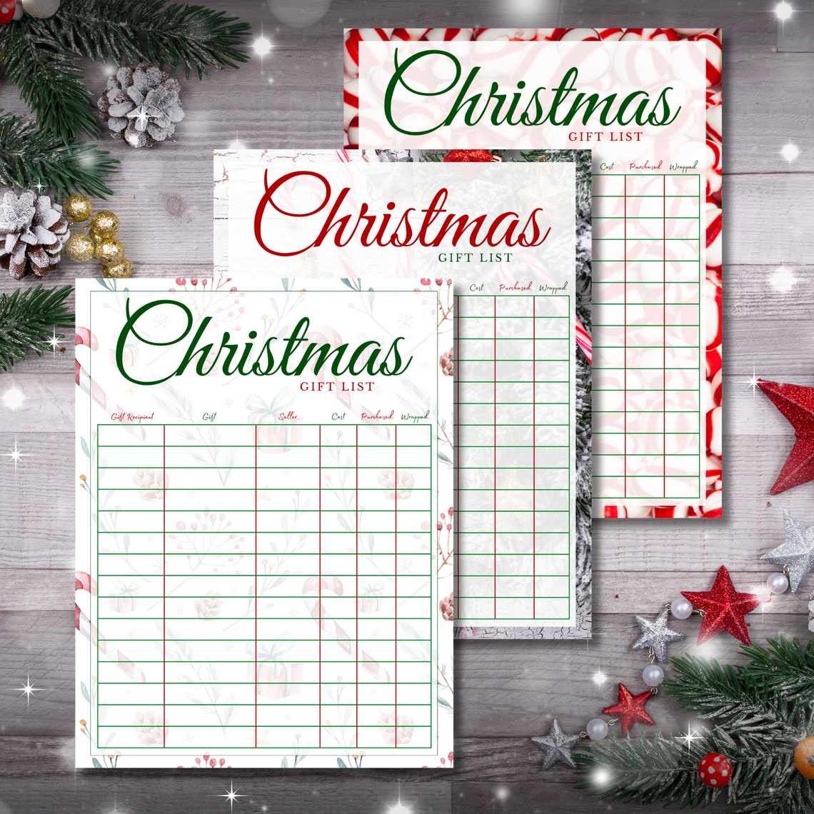 12 Printable / Editable / Fillable Christmas Gift Lists and - Etsy