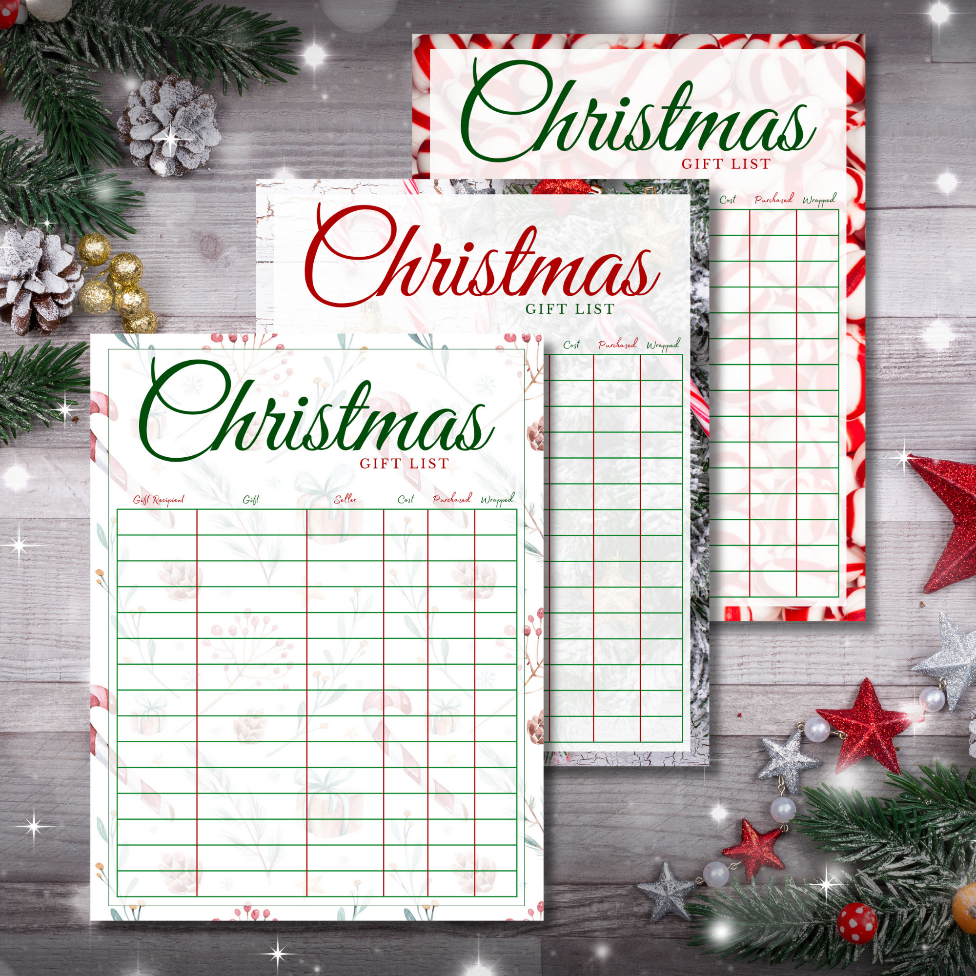 12 Printable / Editable / Fillable Christmas Gift Lists and - Etsy