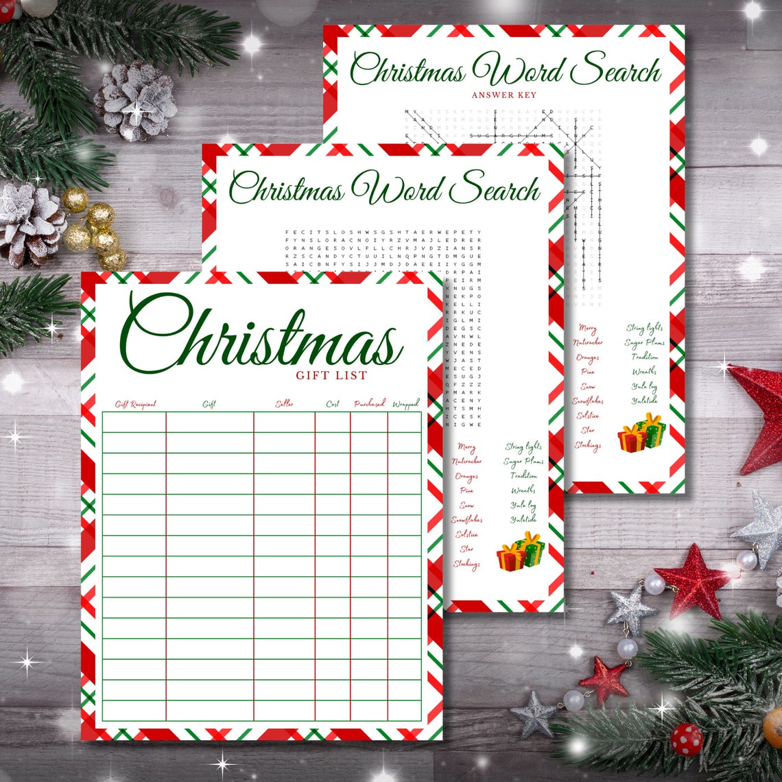 Printable Christmas Word Search With Answer Key and Editable/fillable ...