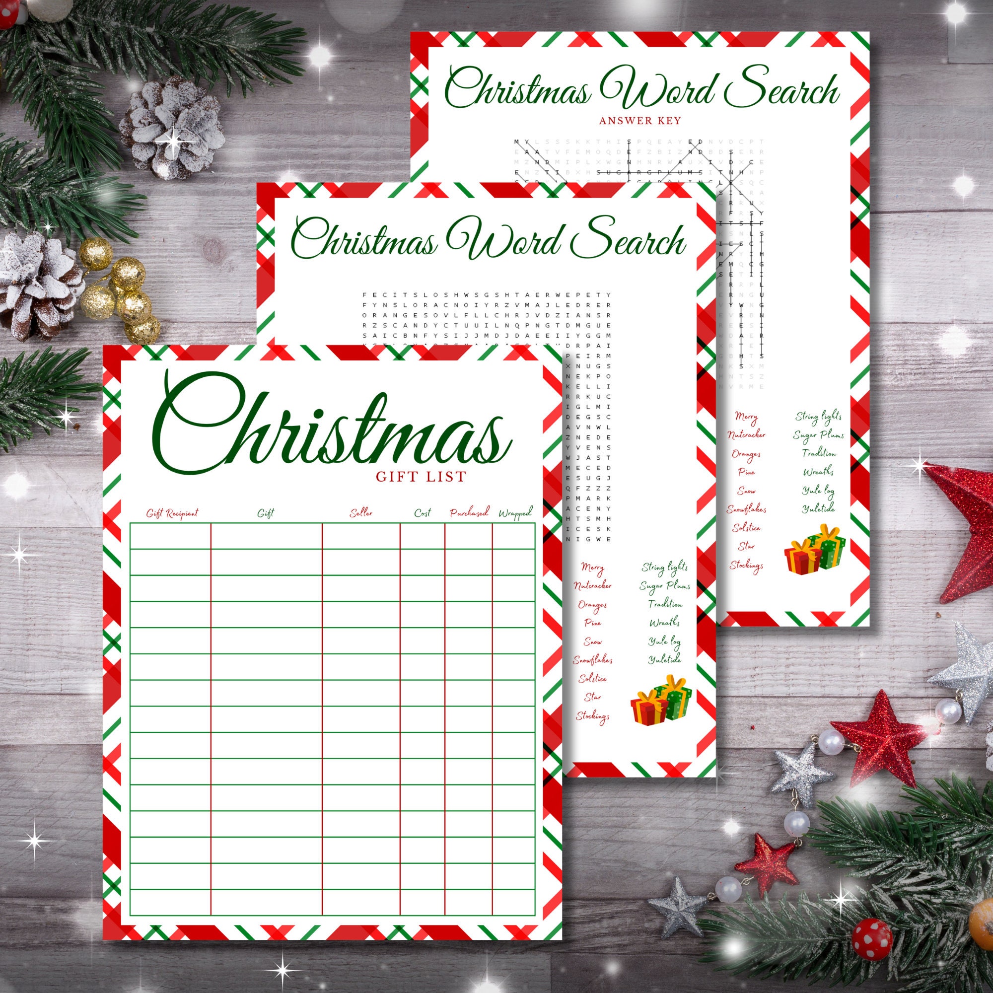 Printable Christmas Word Search With Answer Key and Editable/fillable ...
