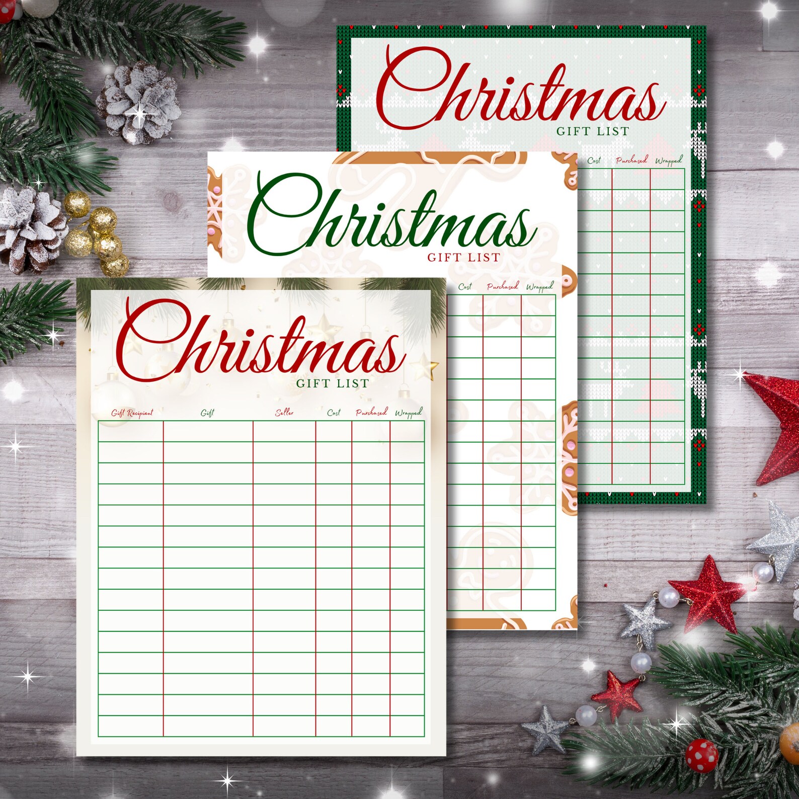 12 Printable / Editable / Fillable Christmas Gift Lists and BONUS Word ...