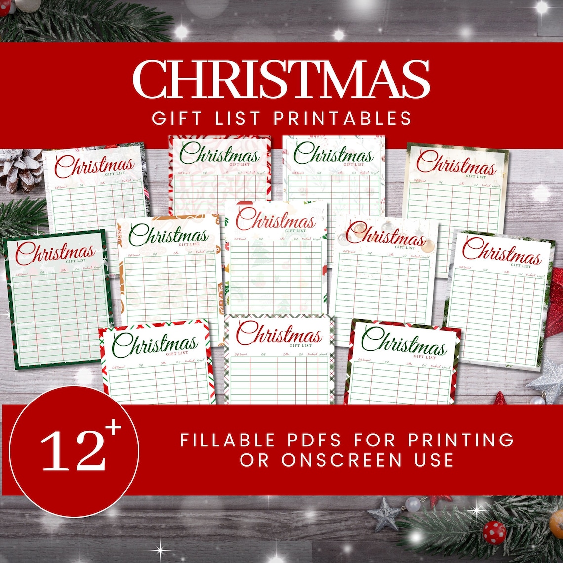 12 Printable / Editable / Fillable Christmas Gift Lists and - Etsy