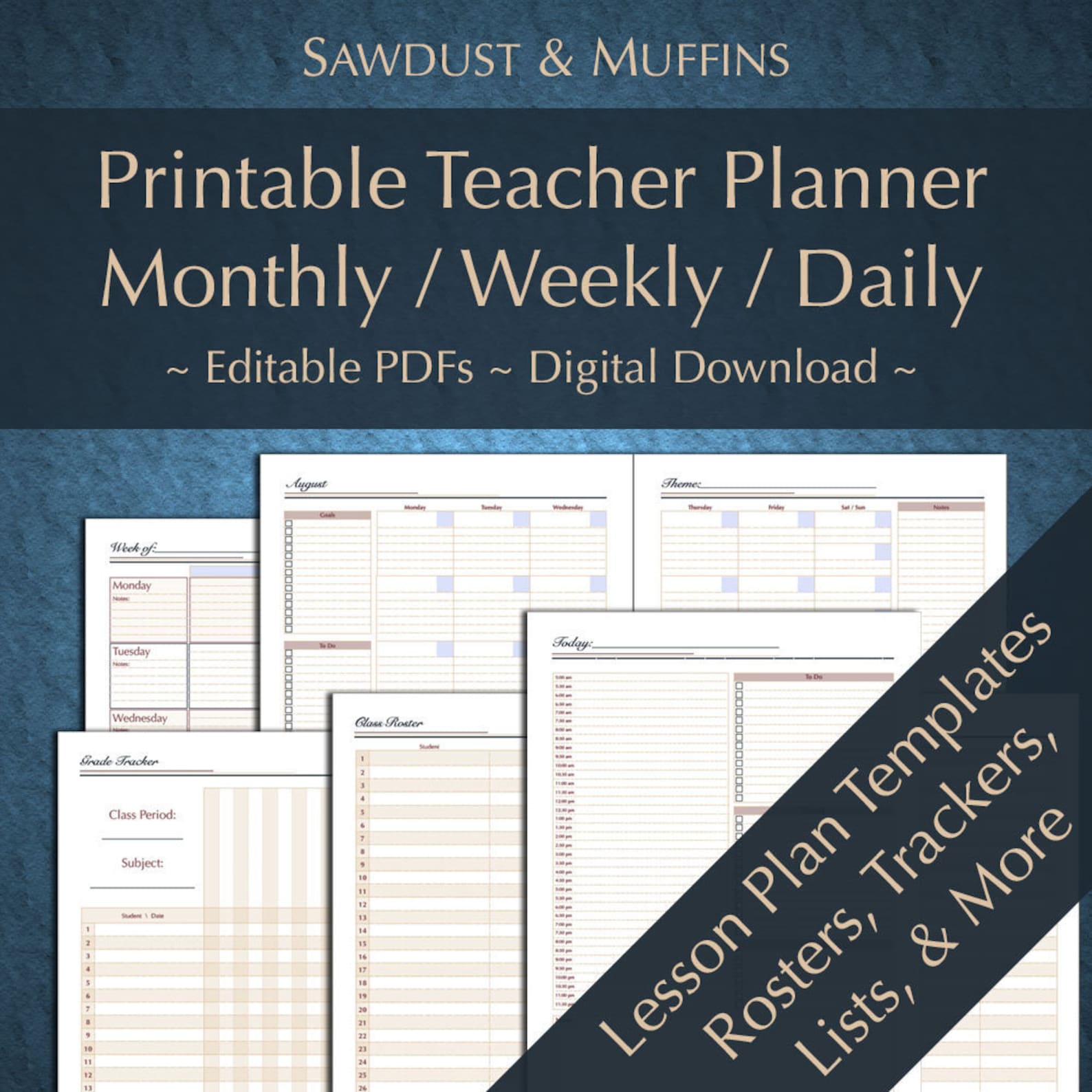 Printable Editable Teacher Planner/ Daily Weekly Monthly Perpetual ...