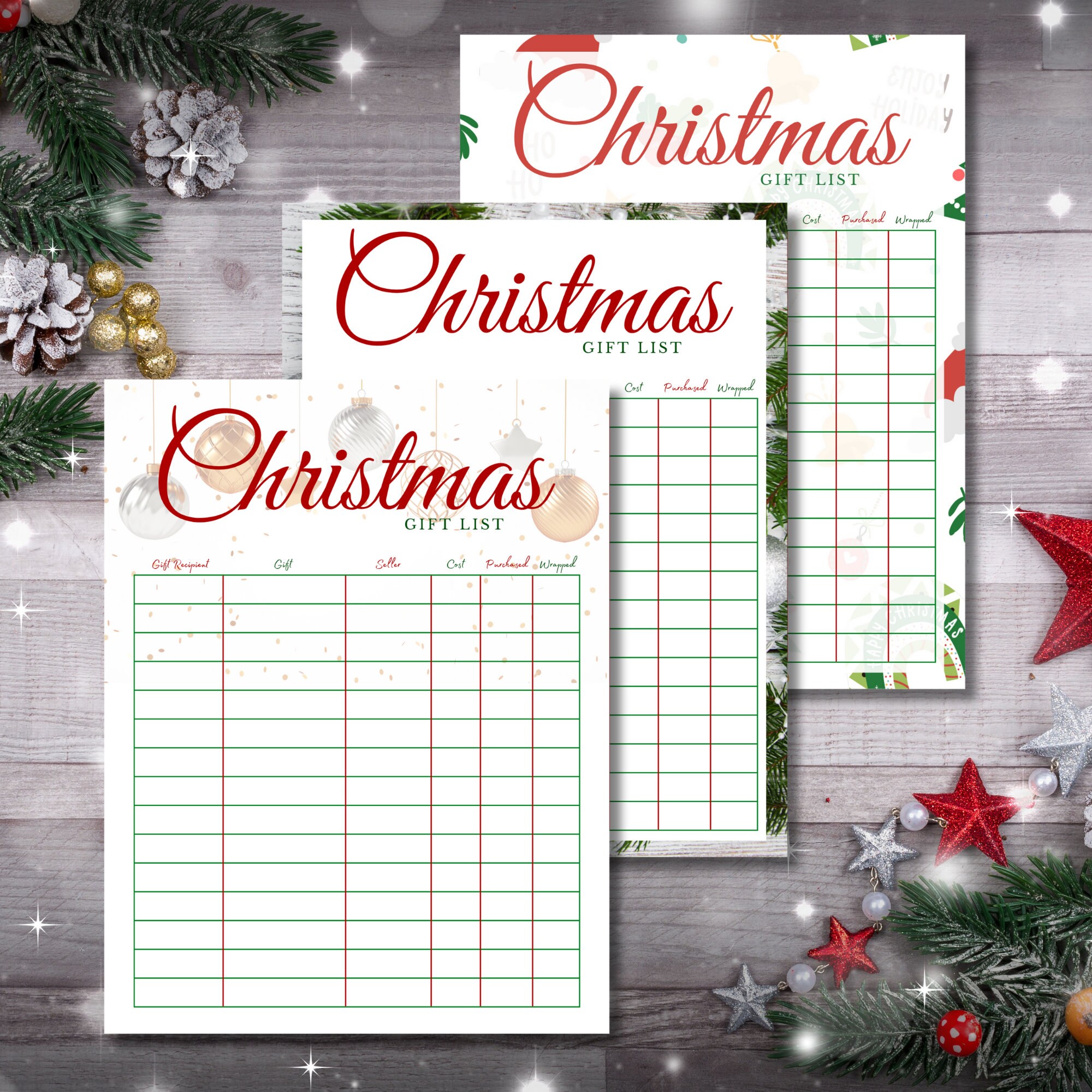 12 Printable / Editable / Fillable Christmas Gift Lists and - Etsy