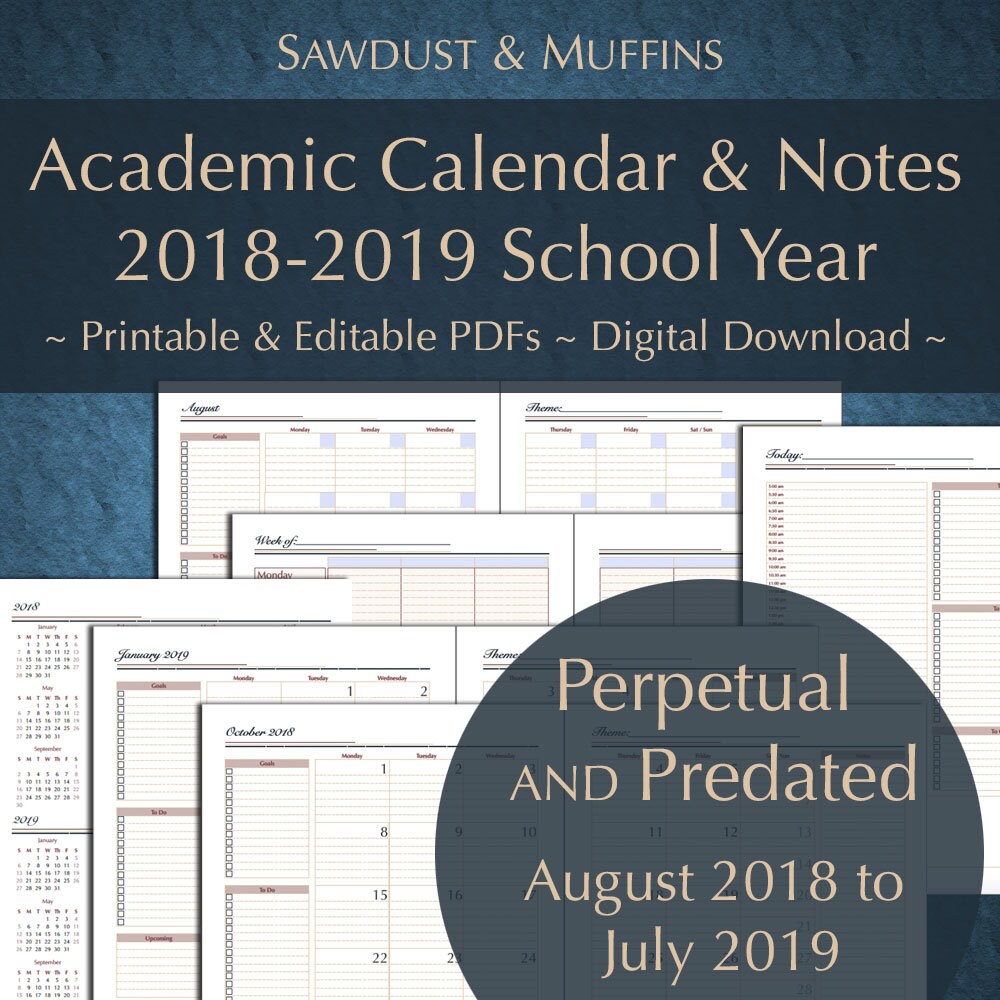 Printable Editable Academic Calendar/ Teacher Planner/ Daily Weekly ...