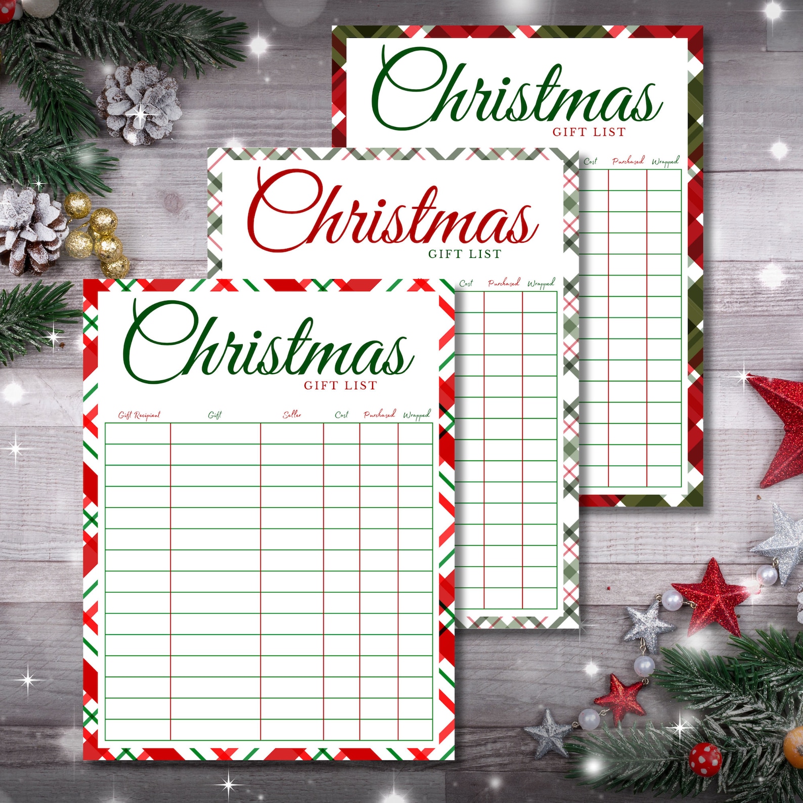 12 Printable / Editable / Fillable Christmas Gift Lists and BONUS Word ...