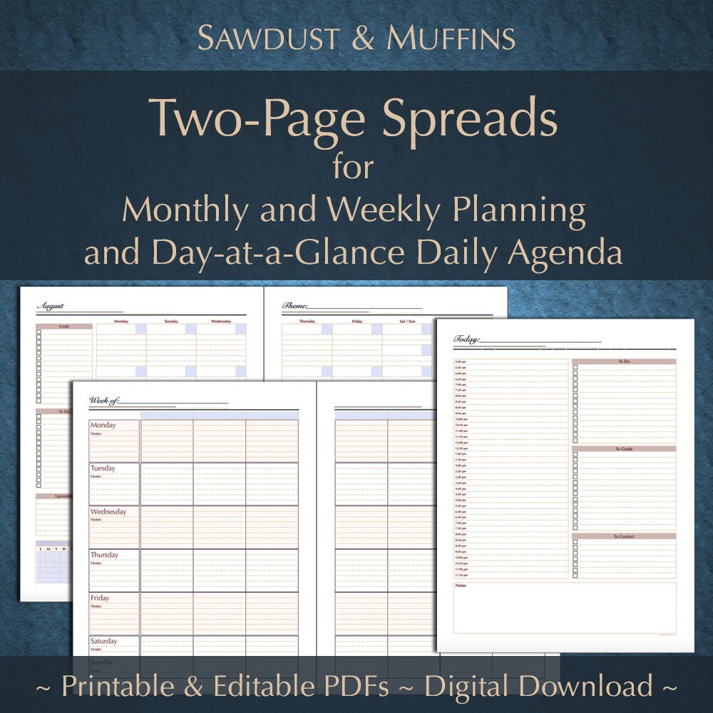 Printable Editable Academic Calendar/ Teacher Planner/ Daily Weekly ...