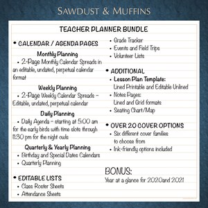 Printable Editable Teacher Planner/ Daily Weekly Monthly Perpetual ...