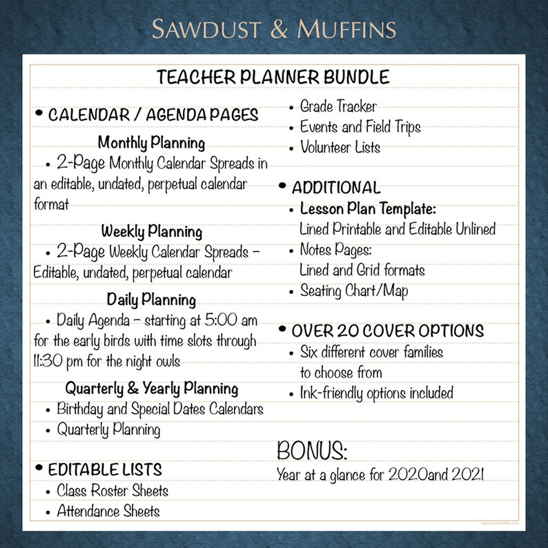 Printable Editable Teacher Planner/ Daily Weekly Monthly Perpetual ...