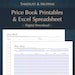 Printable / Editable / Price Book / Home Management/ Price - Etsy