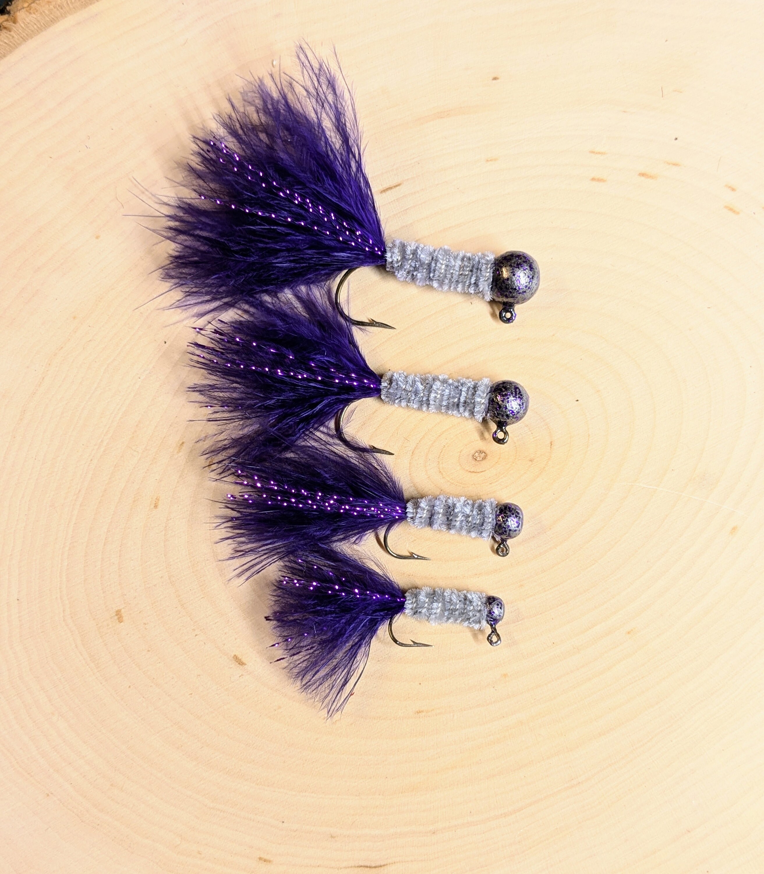 Purple Smoke Crappie/bass Jig #32 5 per Pack 4 Sizes 2 Hook Styles ...
