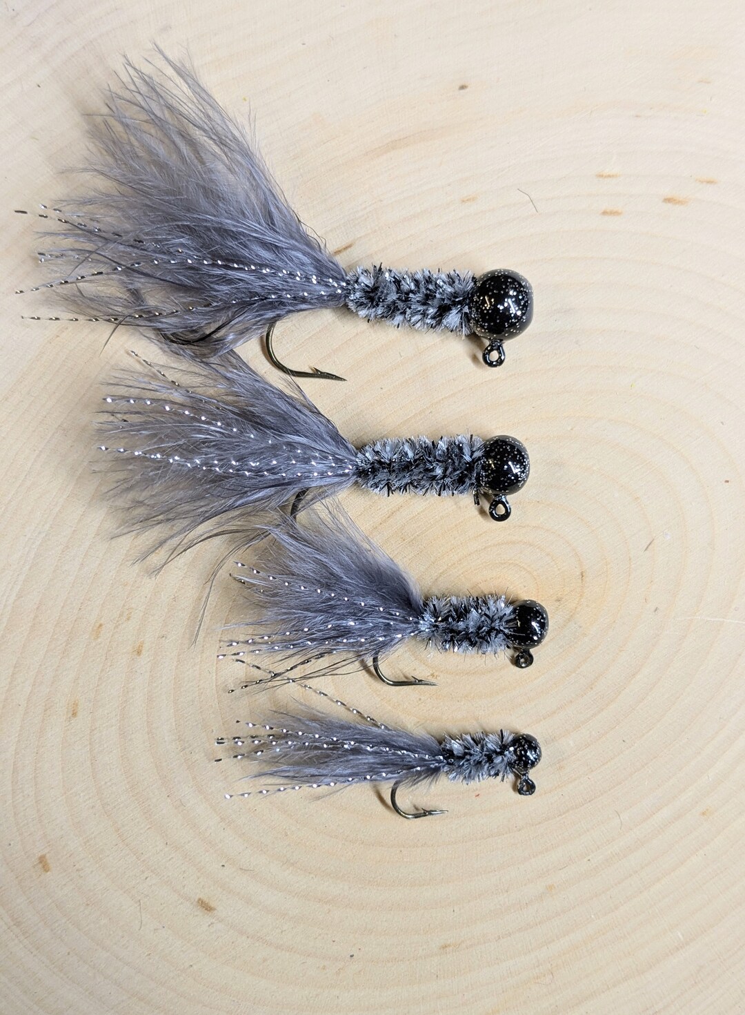 Black Silver Flake Crappie/bass Jig #176 5 per Pack 4 Sizes 2 Hook ...