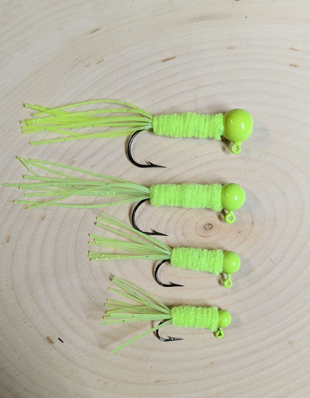 Chartreuse Crappie/bass Jig #51 5 per Pack 4 Sizes 2 Hook Styles ...