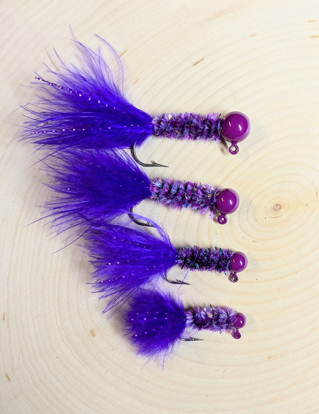 Purple Crappie/bass Jig #9 5 per Pack 4 Sizes 2 Hook Styles Available 2 ...