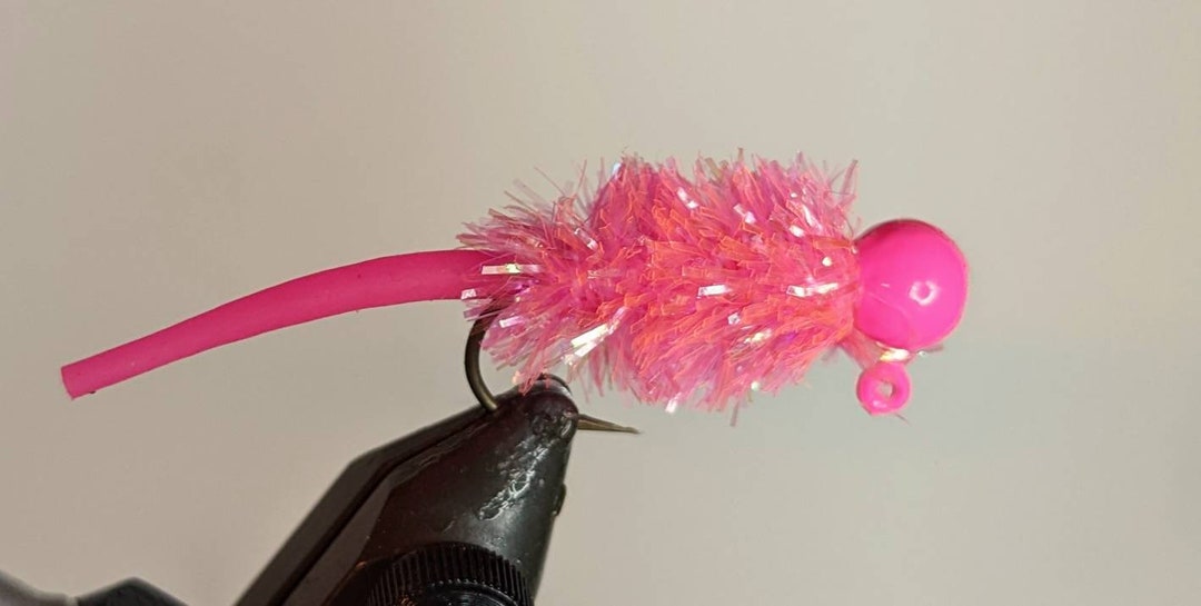 Hot Pink Squirmy Worm Crappie/bass Jig #214 5 per Pack 2 Sizes 2 Hook ...