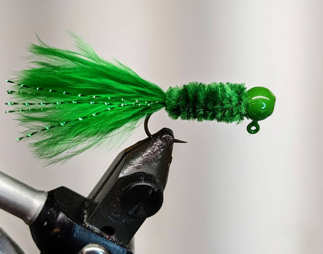 Baby Bass Green Crappie/bass Jig 99 5 per Pack 4 Sizes 2 Hook Styles ...