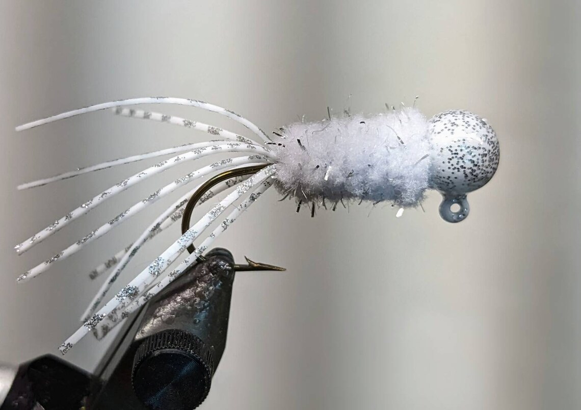 White Silver Flake Crappie/bass Jig 5 #162 per Pack 4 Sizes 2 Hook ...