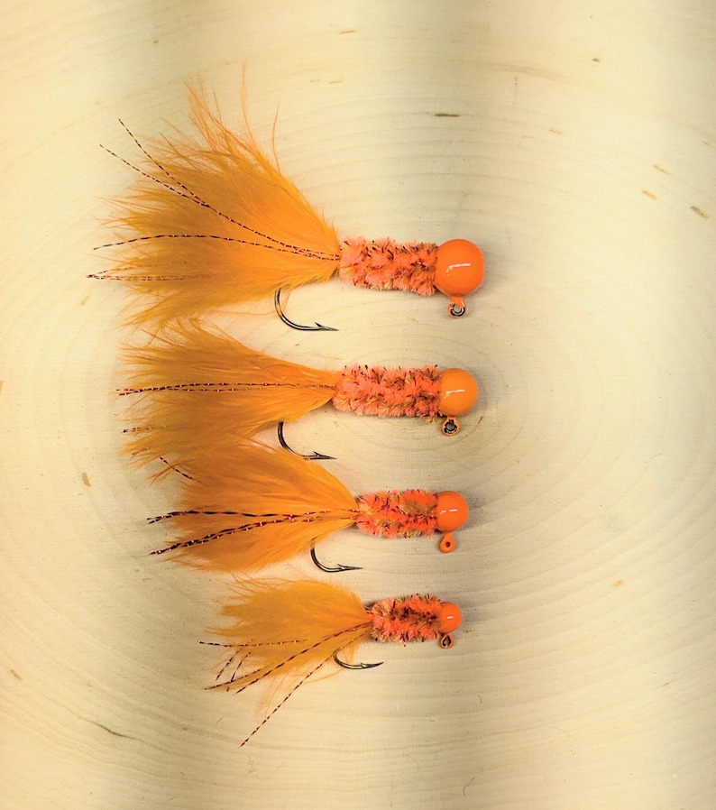 Blaze Orange Crappie/bass Jig #147 5 per Pack 4 Sizes 2 Hook Styles ...