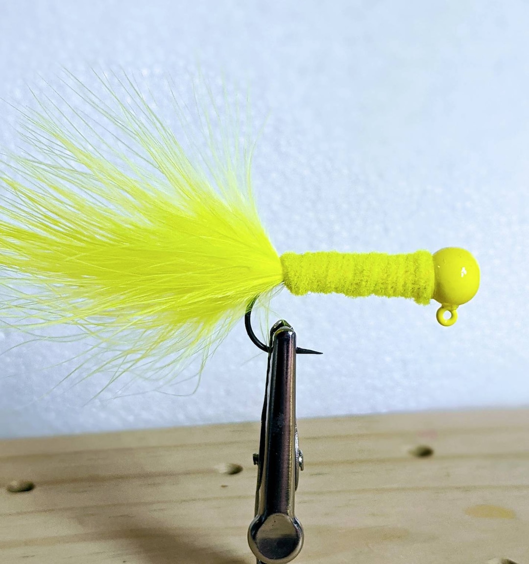 Yellow Chartreuse Crappie/bass Jig 5 per Pack 4 Sizes 2 Hook Styles ...