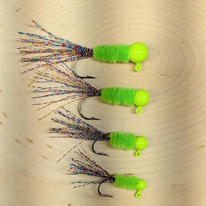 Chartreuse Crappie/bass Jig #52 5 per Pack 4 Sizes 2 Hook Styles ...