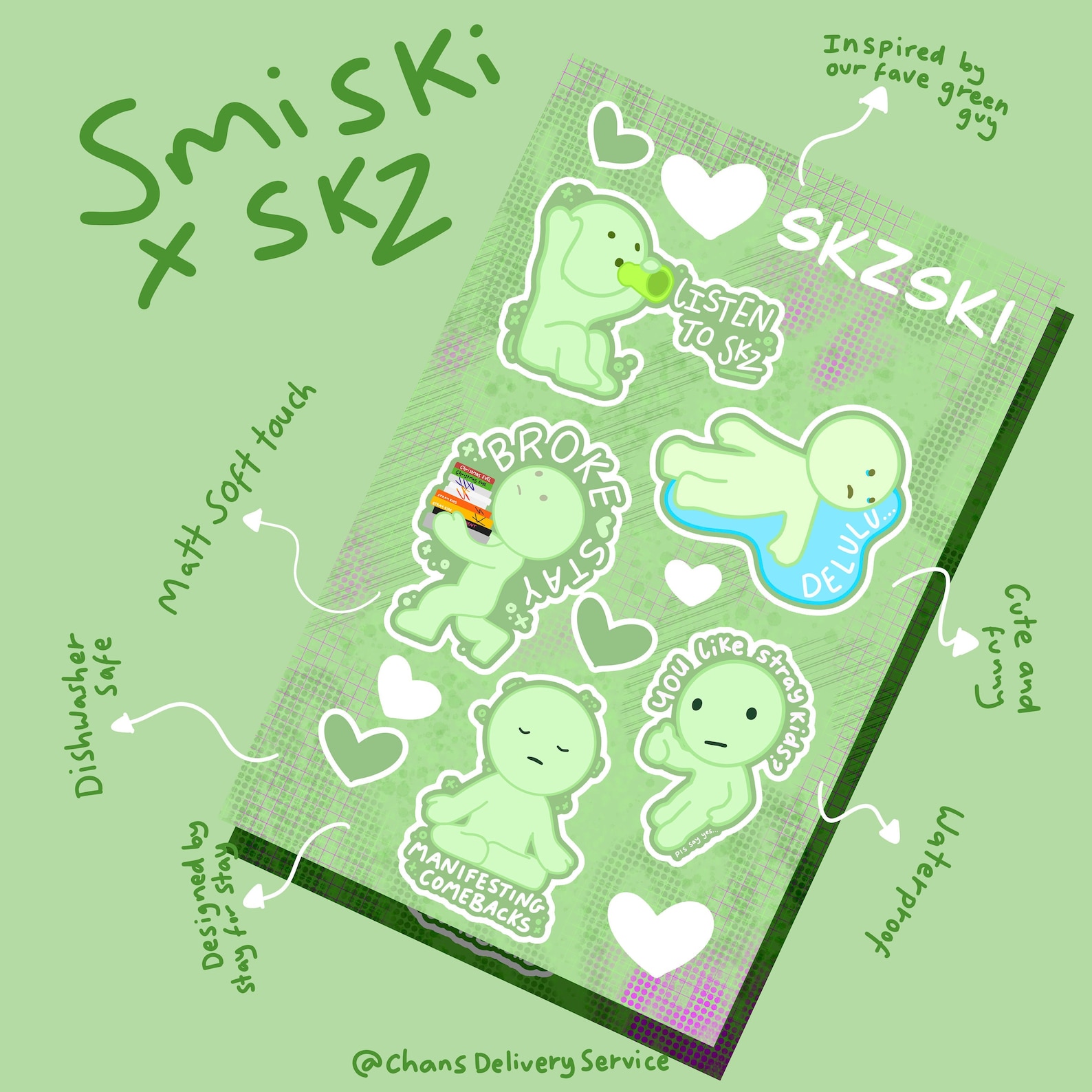 Stray Kids X Smiski Sticker Sheet | 1 X Sheet | 5 X Stickers | Kpop ...