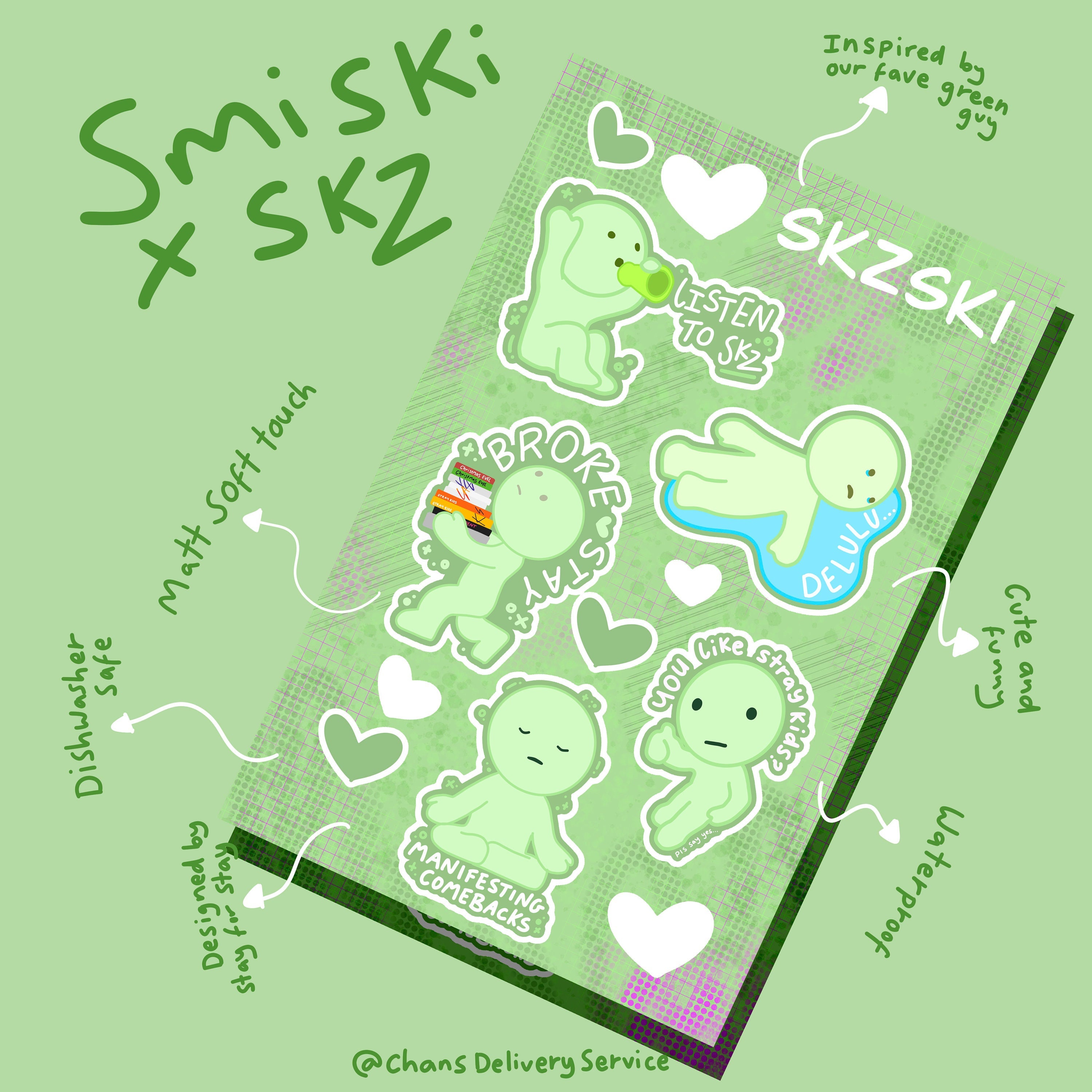 Stray Kids X Smiski Sticker Sheet | 1 X Sheet | 5 X Stickers | Kpop ...