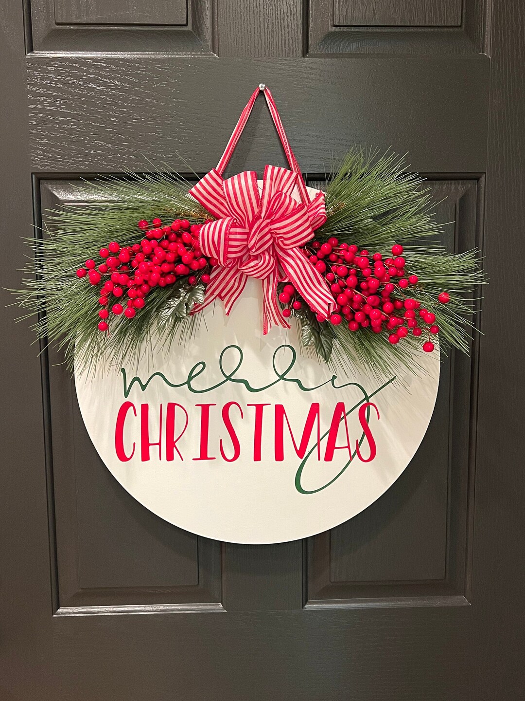 Merry Christmas Door Sign - Etsy