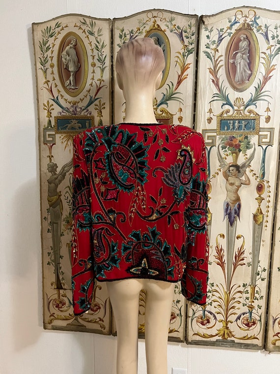Paisley Sequin And Beaded Jacket - Gem