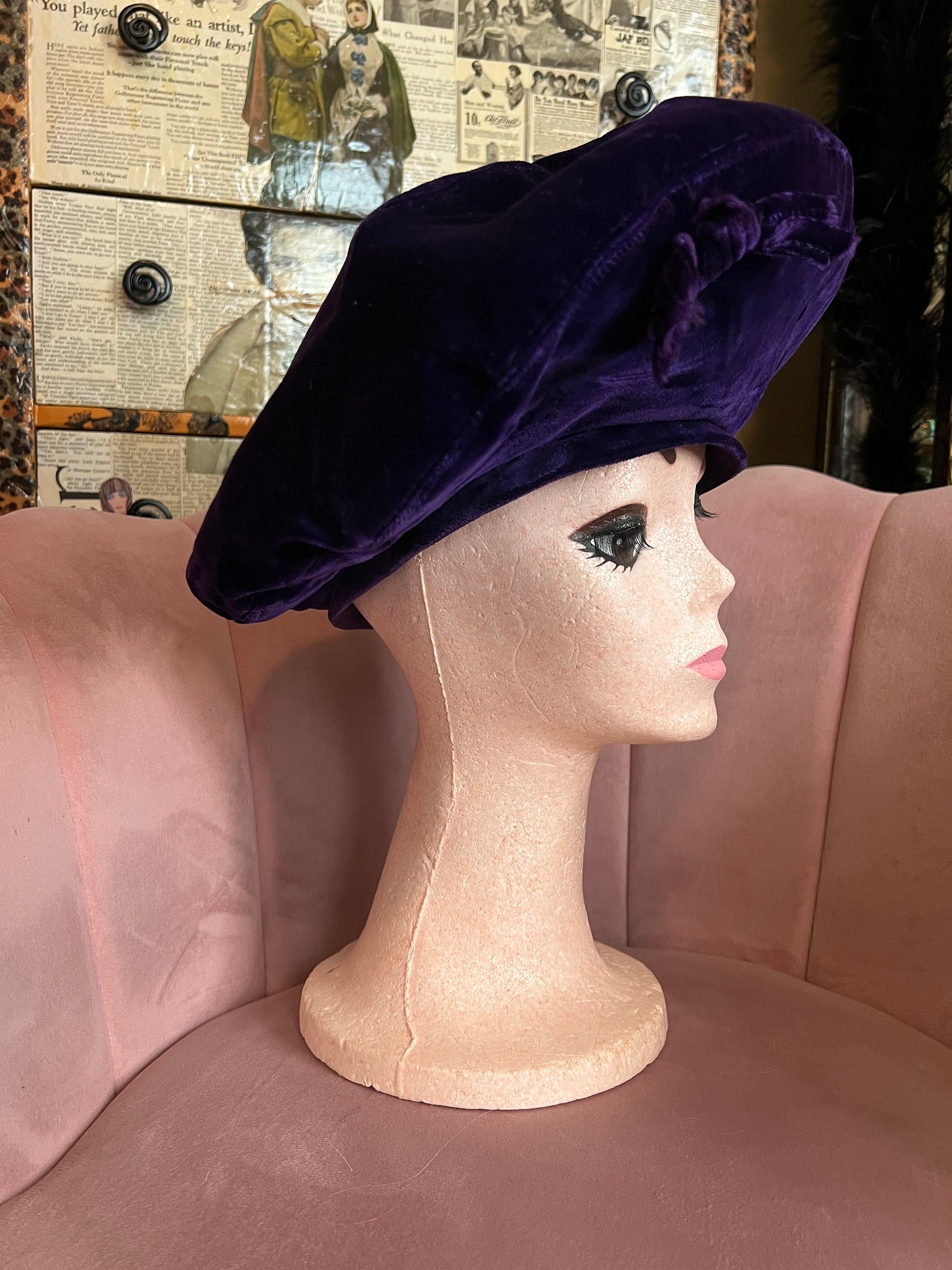 1960s Vintage Jack Mconnells Flair Purple Velvet Hat. - Etsy