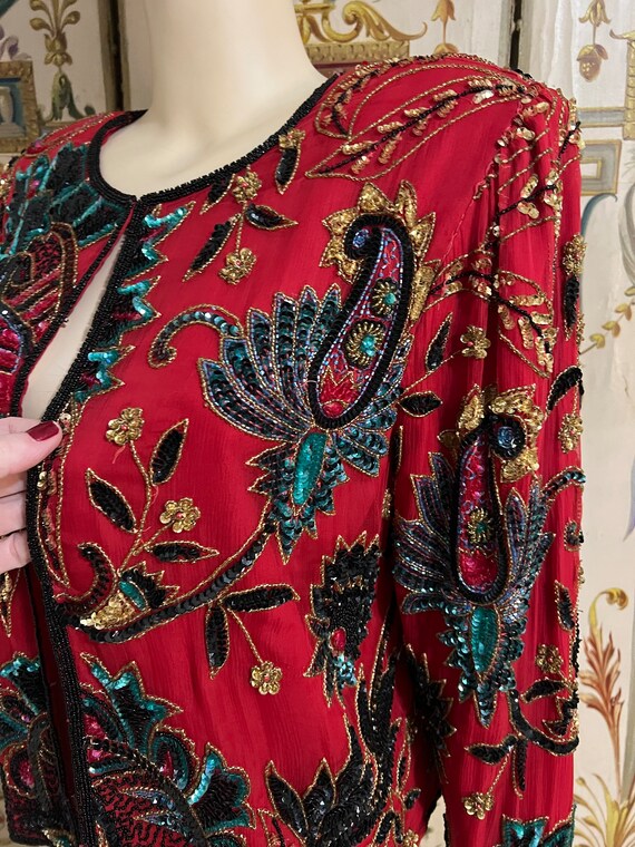 Paisley Sequin And Beaded Jacket - Gem