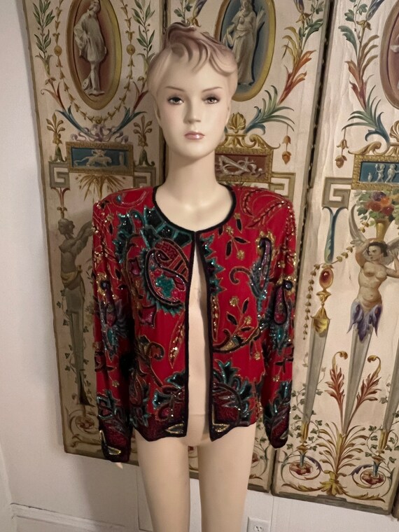 Paisley Sequin And Beaded Jacket - Gem