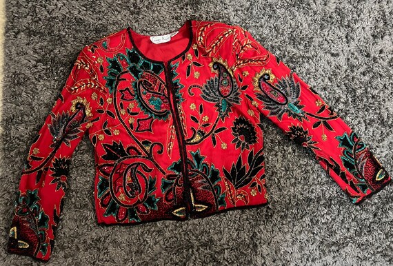 Paisley Sequin And Beaded Jacket - Gem