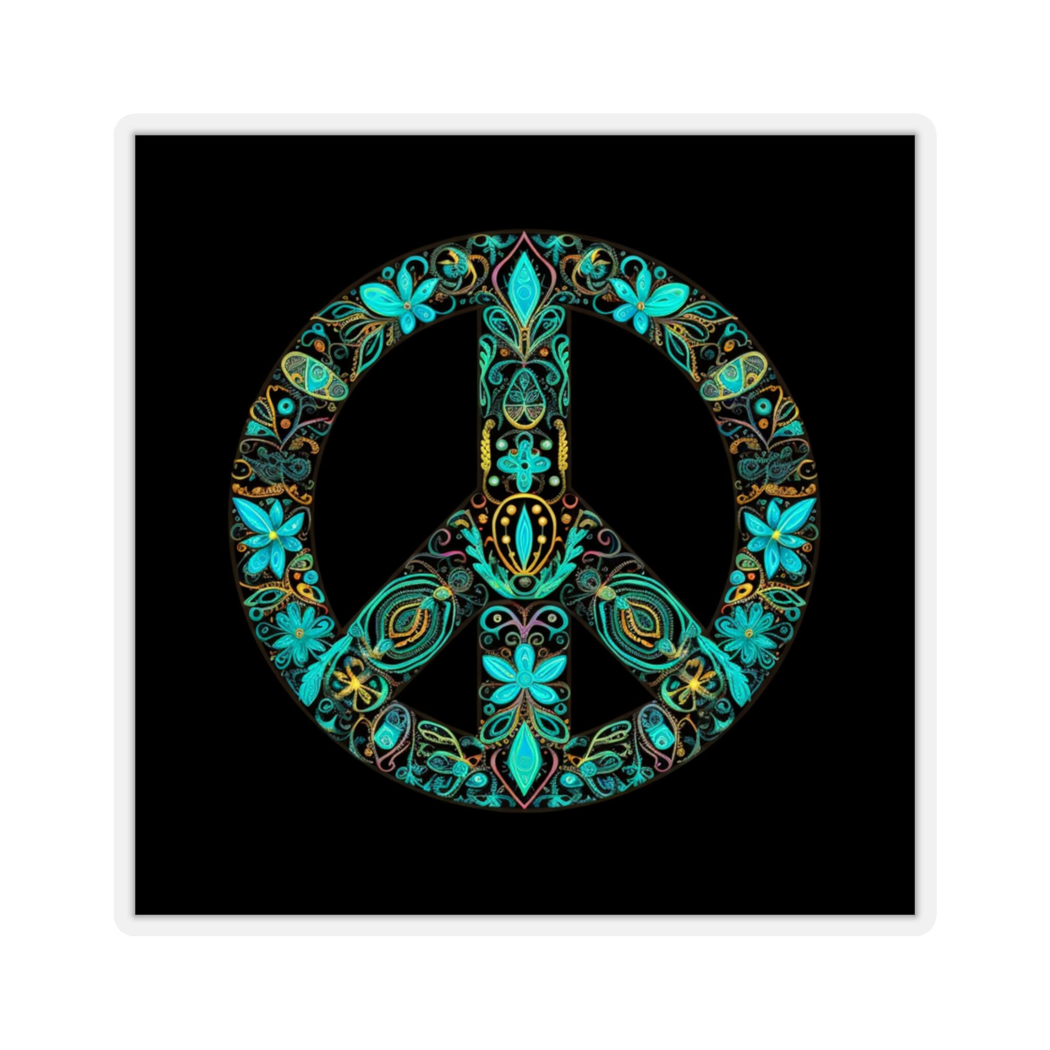 Turquoise Peace Sign. Black Background. - Etsy