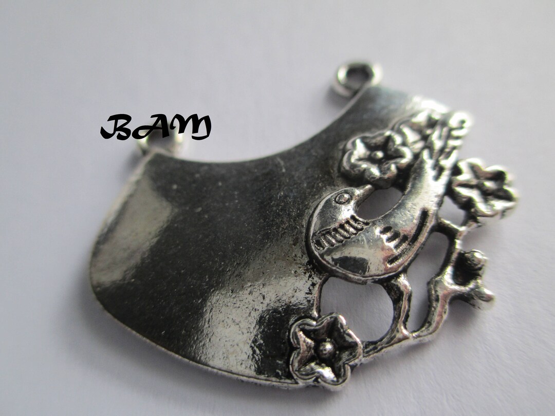 Set of 2 Hummingbird and Flowers Connectors Silver - Etsy